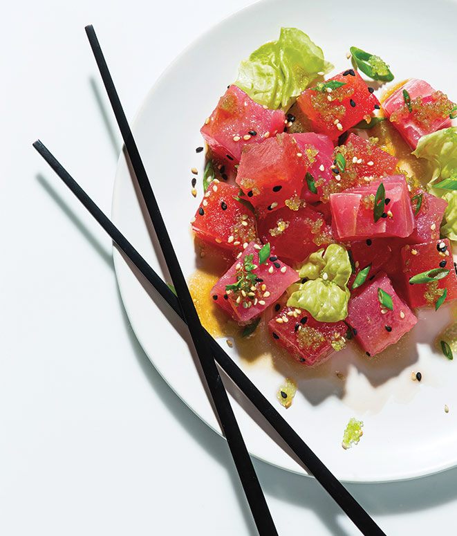 Michel Richard's Tuna & Compressed Watermelon Salad | Sous-Vide Magazine